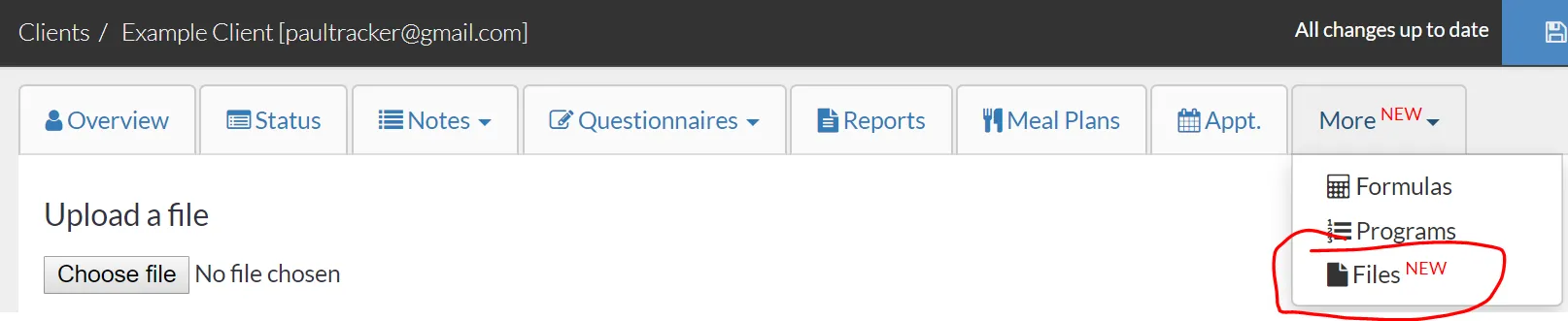 How to share a file with a client | Nutriadmin Docs